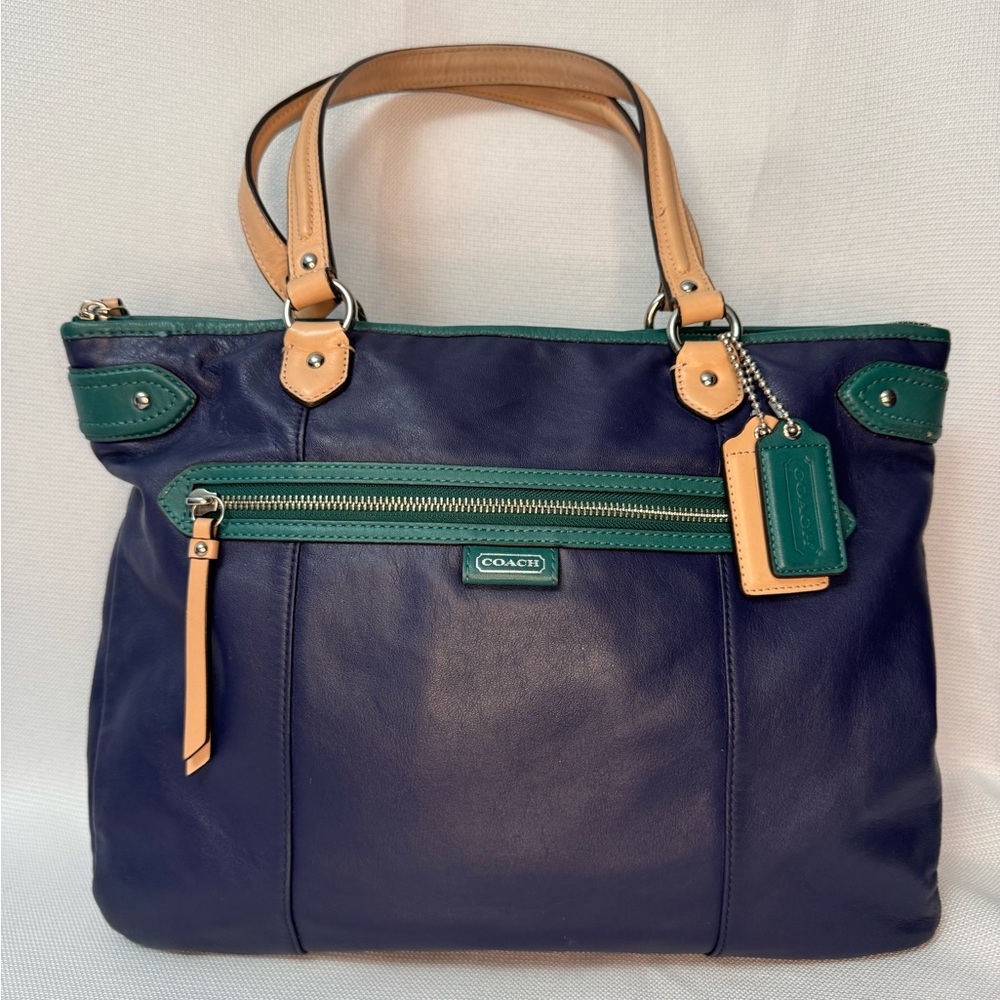 Coach Daisy Spectator Blue Green Leather Emma Tote Gu… - Gem
